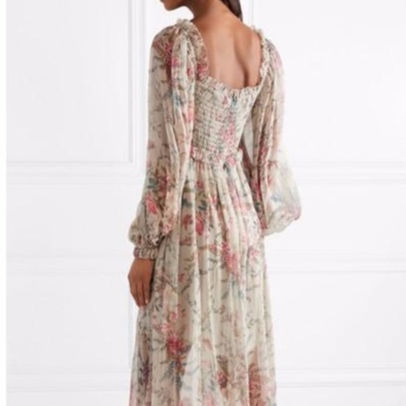 Zimmermann | Tops | New Zimmerman Bayou Floral Shirred Silk Crepe ...